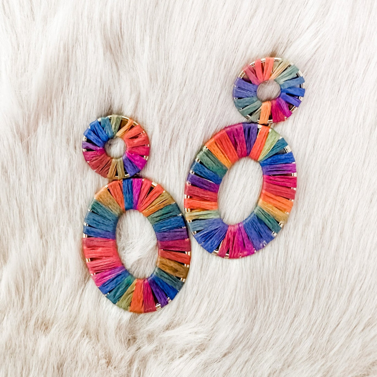 Rainbow Rattan Drop Earrings - All Girl Shave Club
